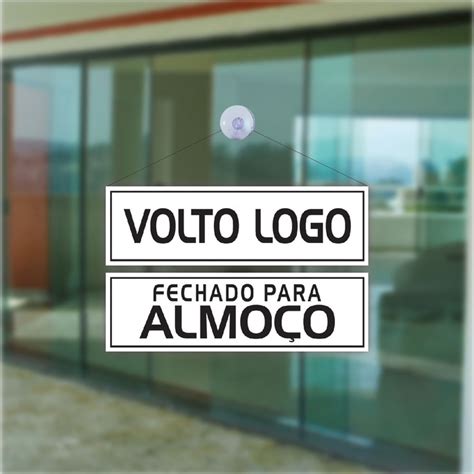 Placa Fechado Almoço Volto Logo Ventosa e Linha de Pesca