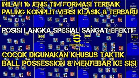 INILAH 16 JENIS TIM FORMASI TERBAIK KHUSUS TAKTIK BALL POSSESSION OUT
