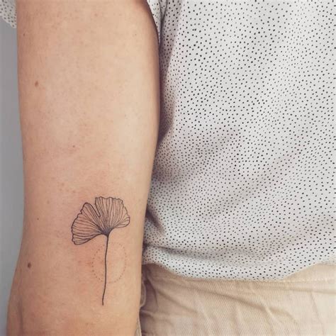 Hand Poked Gingko Leaf Tattoo Located On The Tricep