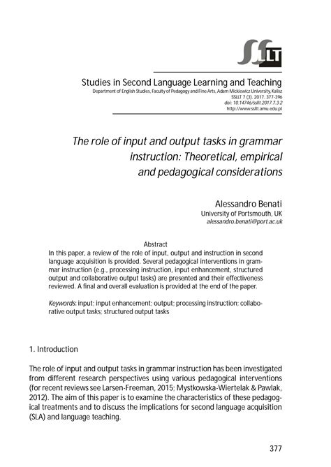 solution 18 the role of input and output tasks in grammar instruction theoretical empirical and