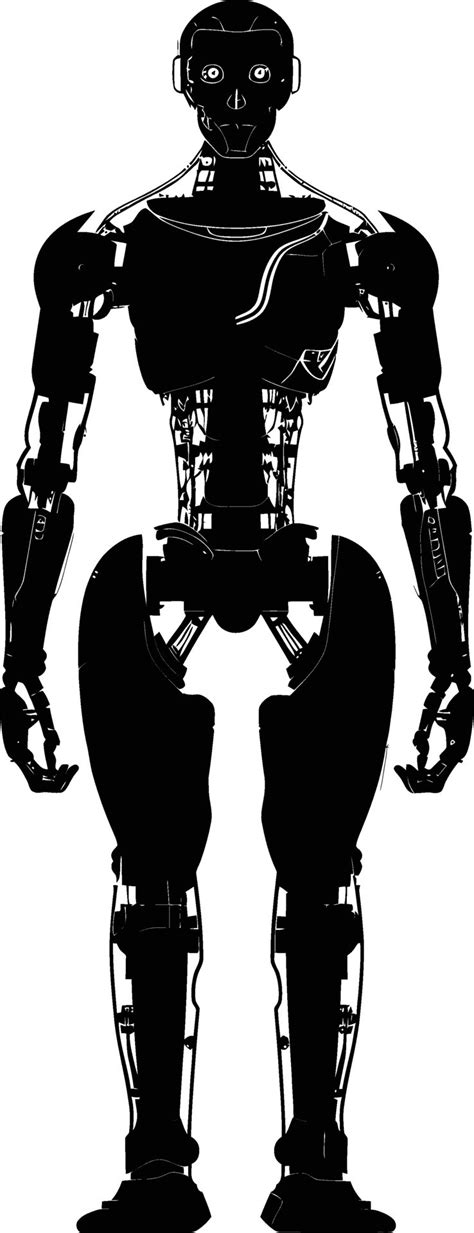 AI Generated Silhouette Robot Character Black Color Only Full Body