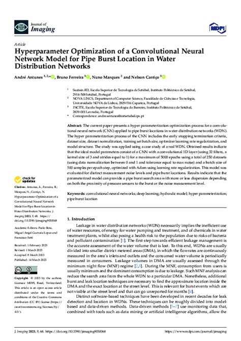 pdf hyperparameter optimization of a convolutional neural network model for pipe burst