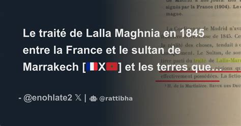 Le Trait De Lalla Maghnia En Entre La France Et Le Sultan De