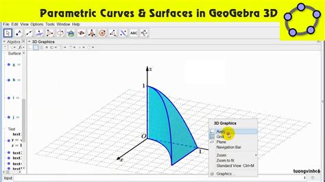 parametric curves and surfaces in geogebra 3d exercise 33 youtube