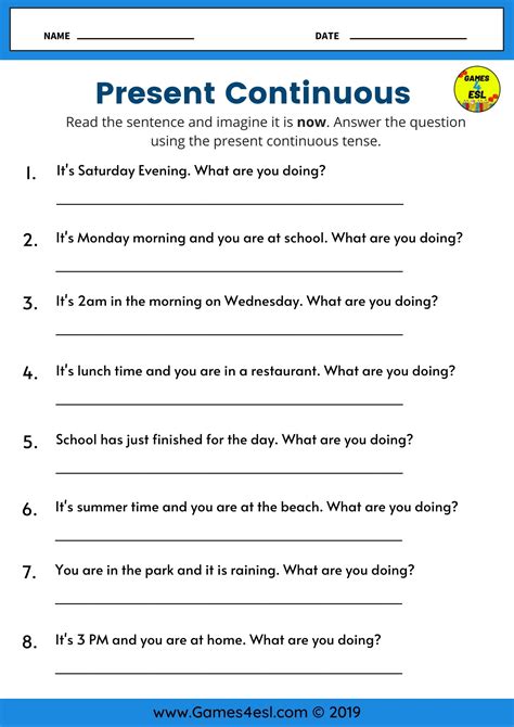 A Collection Of Worksheets To Teach The Present Continuous Tense