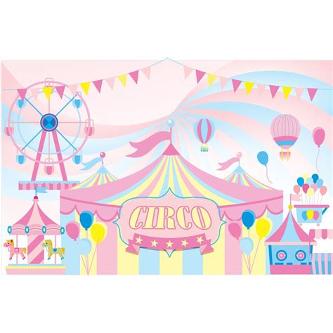 Painel Tecido Sublimado Circo Rosa Altura X Largura Sem Emenda