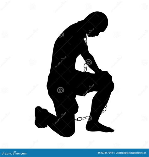 Escravo Macho Com Vetor De Silhueta Em Cadeia Ilustração Do Vetor Ilustração De Ilegal Menino