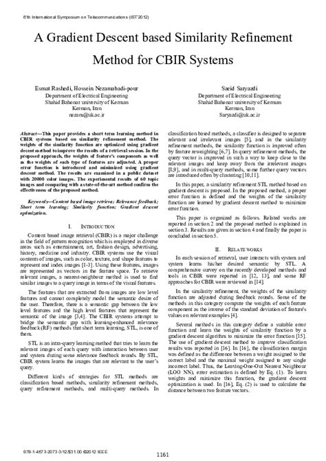pdf a gradient descent based similarity refinement method for cbir systems esmat rashedi