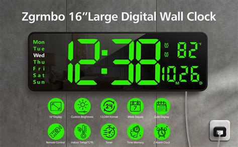 Zgrmbo Reloj De Pared Digital Grande De 16 Pulgadas Con Control