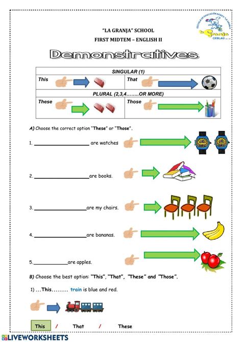 Demonstrative Adjectives Online Worksheet Adjective Worksheet
