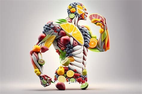 Frutas formando um metabolismo e nutrição do corpo humano Comer Dieta