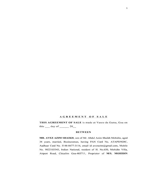 Fillable Online Final Rera Draft Agreement Regina Rera Goa