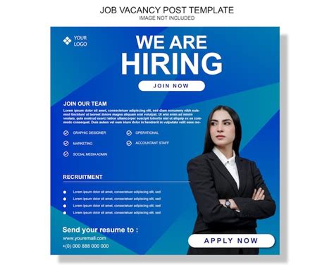 Premium Vector A Blue And White Flyer That Says We Are Hiring On It