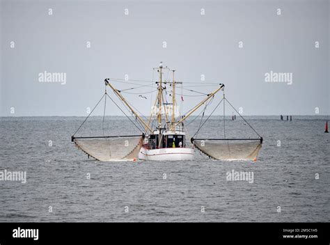 Crab Cutter Has Displayed Its Nets In The North Sea Buesum Germany