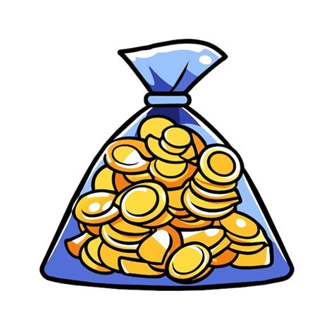 Una bolsa llena de dinero con una ilustración vectorial dorada Vector