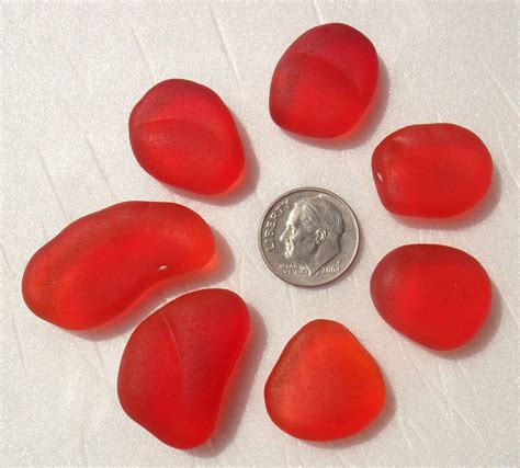 Genuine Beach Sea Glass Surf Tumbled Bright Red Glass Lot