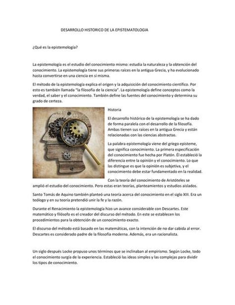 Desarrollo histórico de la epistemología Alinne Arres uDocz