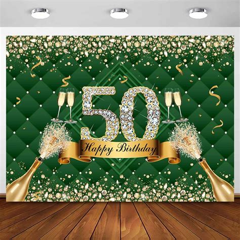 Amazon Sensfun 7x5ft Happy 50th Birthday Backdrop Green Gold