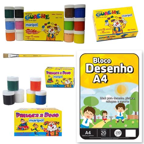 Kit de Pintura Infantil Escolar Recreativo Artes 20 Peças contém