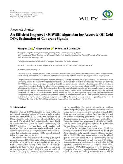 pdf an efficient improved ogwsbi algorithm for accurate off grid doa estimation of coherent