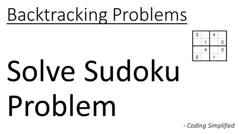 solve sudoku problem backtracking code implementation youtube