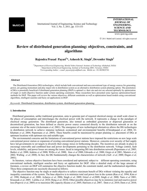 pdf review of distributed generation planning objectives constraints and algorithms
