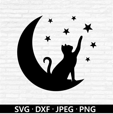 Moon Cat SVG Cat SVG Files For Silhouette Cameo Etsy Australia