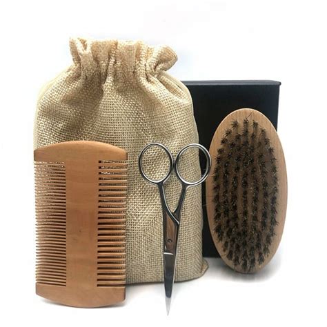 Kit D Entretien Pour Barbe Peigne En Bois Dents Fines Brosse