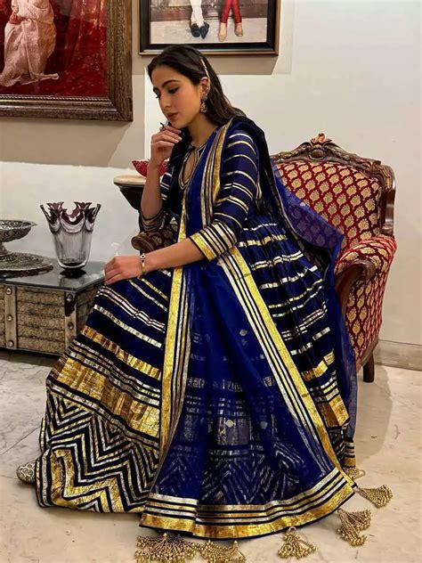 Sara Ali Khan Looks Elegant In A Royal Blue Anarkali Suit Filmfare