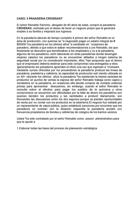CASO 3 Panaderia Croissant CASO 3 PANADERIA CROISSANT El señor