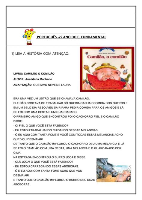 Ano Sequencia Did Tica Atividades Baseadas No Livro Camil O O