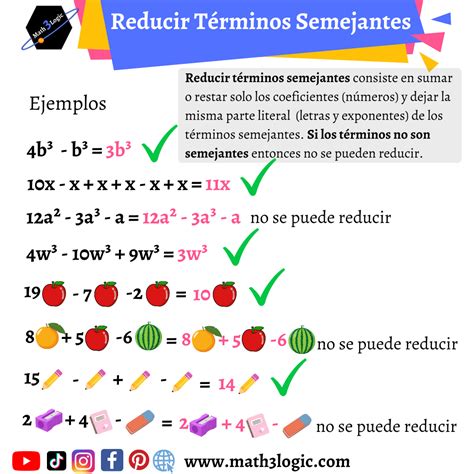 Suma Y Resta De Monomios Reducir T Rminos Semejantes De Forma
