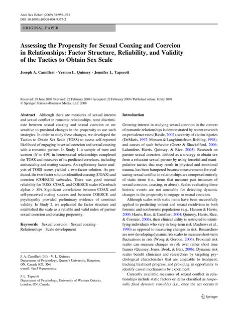 pdf assessing the propensity for sexual coaxing and coercion in relationships factor