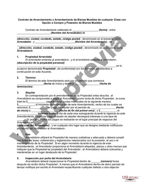 Maryland Contrato De Arrendamiento O Alquiler De Bienes Muebles De