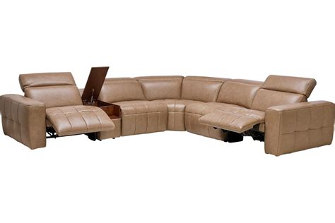 Owen Piece Leather Dual Power Reclining Sectional With Recliners