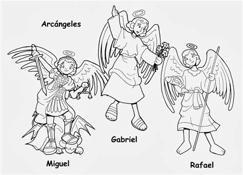 Arcángeles Miguel Gabriel y Rafael para colorear San rafael arcángel