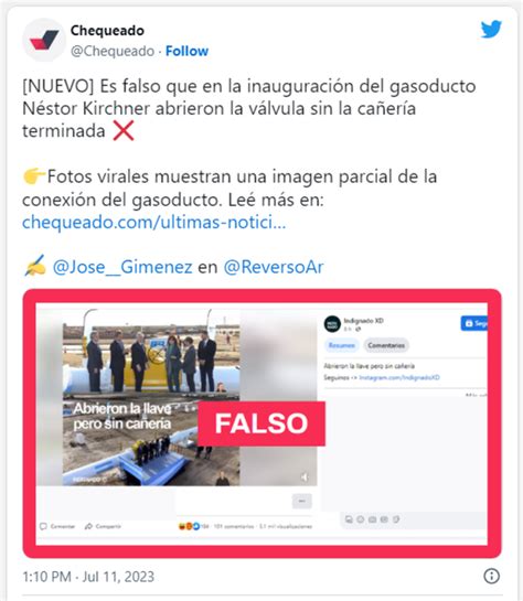 Es falso que en la inauguración del gasoducto abrieron la válvula sin
