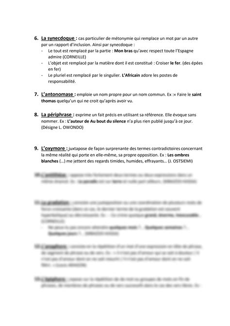 Solution Notion Sur Les Principales Figures De Style En Fran Ais