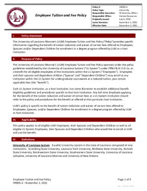Fillable Online Webservices Ulm Tuition Assistance Policy Template Fax