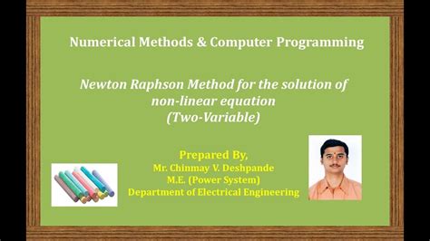 numerical method newton raphson method for the solution of non linear equation two variable