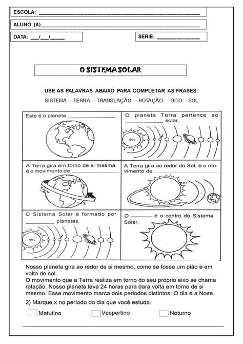 Atividades sobre o Movimento de Rotação e Translação