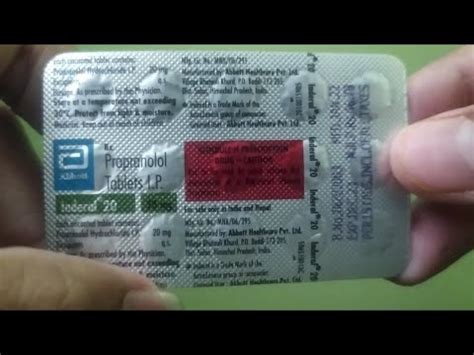 Inderal 20 Mg Tablet Propranolol Hydrochloride Tablet Use