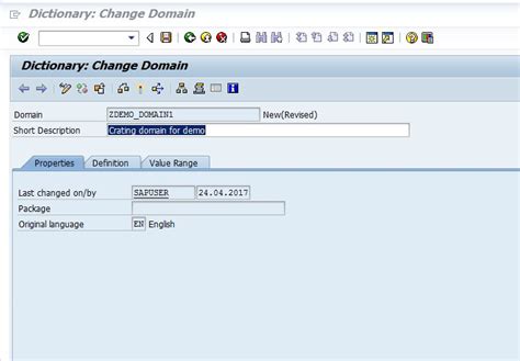how to create a domain in sap abap