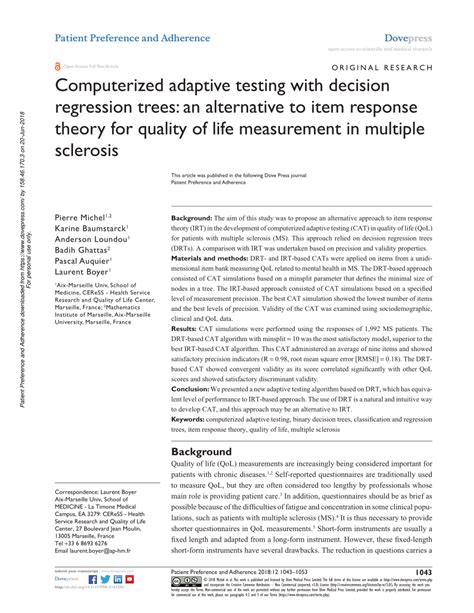 pdf computerized adaptive testing with decision regression trees an alternative to item