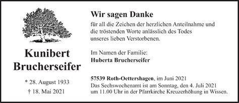 Traueranzeigen Von Kunibert Brucherseifer Rz Trauer De