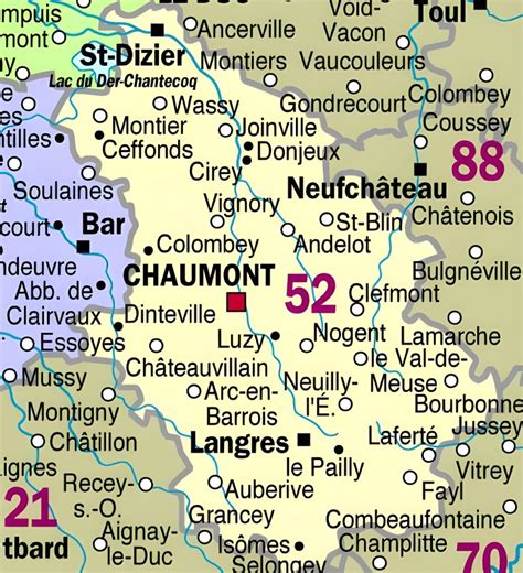 Carte Des Principales Communes De La Haute Marne