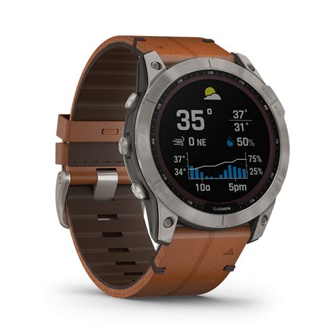 GARMIN ガーミン fenix 7 Sapphire Dual Power Ti Chestnut Leather Band