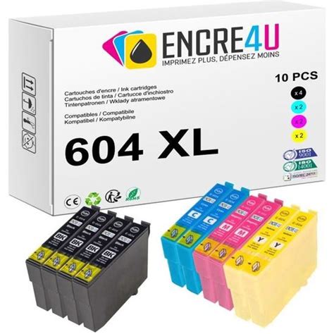 604XL ENCRE4U Lot de 10 cartouches d encre générique compatibles avec