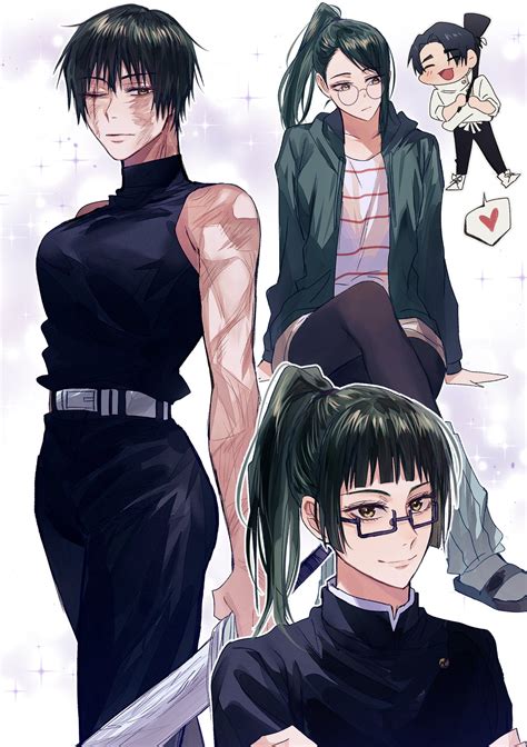 Matchi Ginger8 Okkotsu Yuuta Zenin Maki Jujutsu Kaisen Highres Black Pants Burn Scar