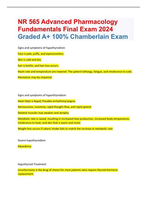 NR 565 Advanced Pharmacology Fundamentals Final Exam 2024 Graded A 100